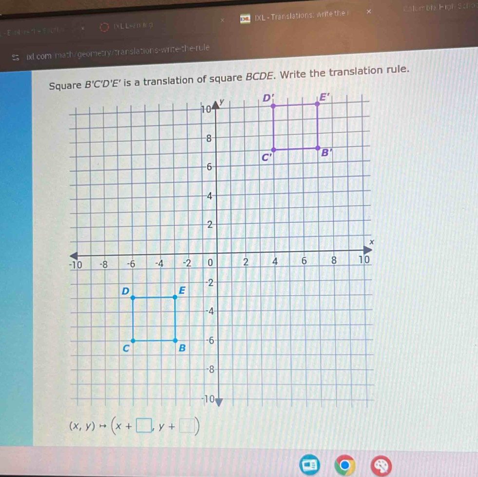 Solved: DX L Lsan ig IXL - Translations: write the I × lombie Hrgfy Scho S ixl com math/geometry ...