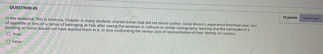 Solved: Save Answer In the textbook This Is America, Chapter 4, many ...