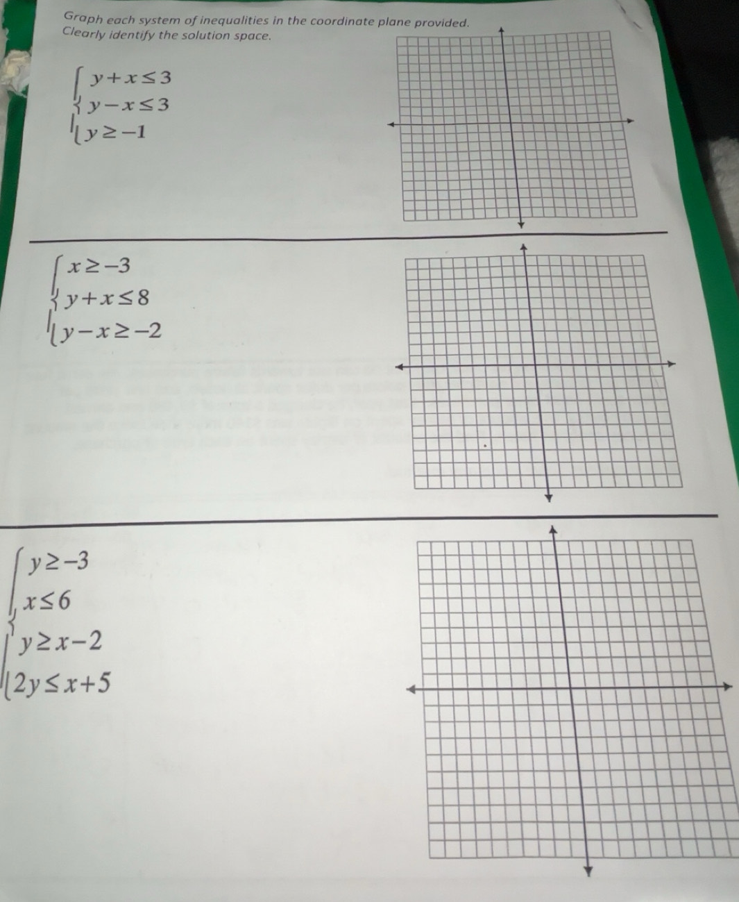 Solved: Graph each system of inequalities in the coordinate plane ...