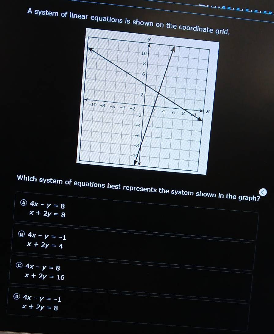 Gelöst:A system of linear equations is shown on the coordinate grid ...