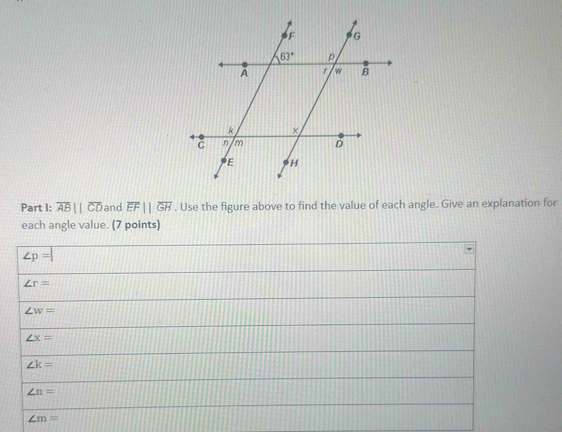 Solved: overline AB||overline CD and overline EF||overline GH. Use the ...