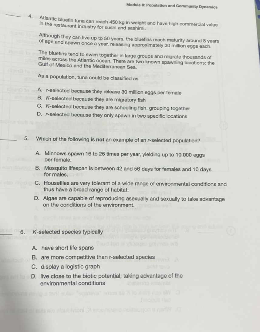 Solved: Module 8: Population and Community Dynamics _ 4. Atlantic ...