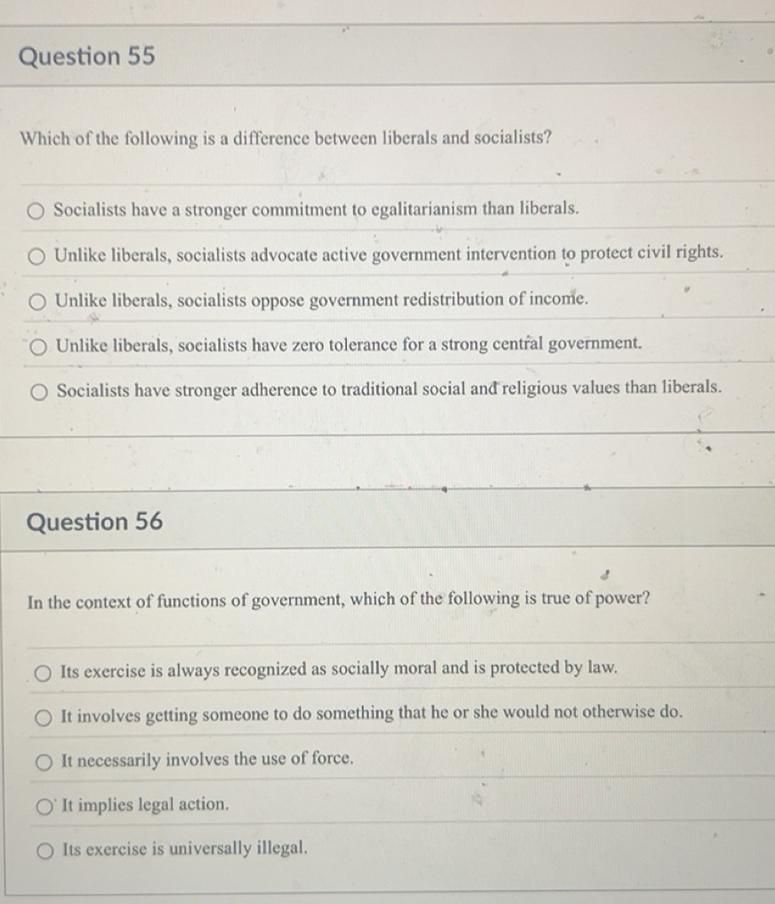 Gelöst:Which of the following is a difference between liberals and ...