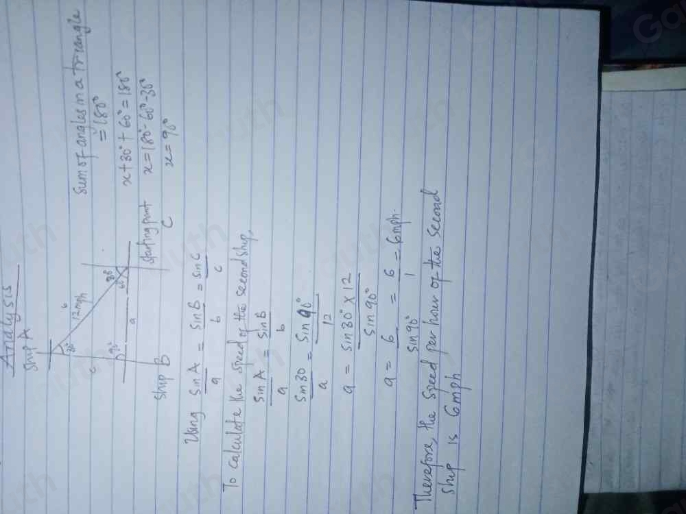 Solved: Two ships left the same port at the same time, one going in the ...