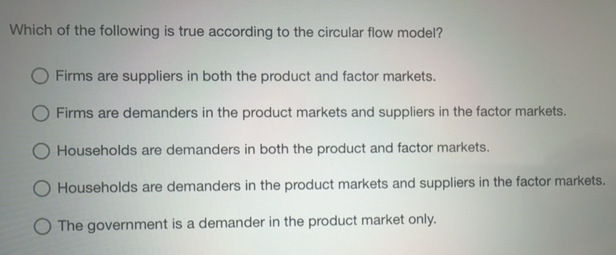 Solved: Which of the following is true according to the circular flow ...