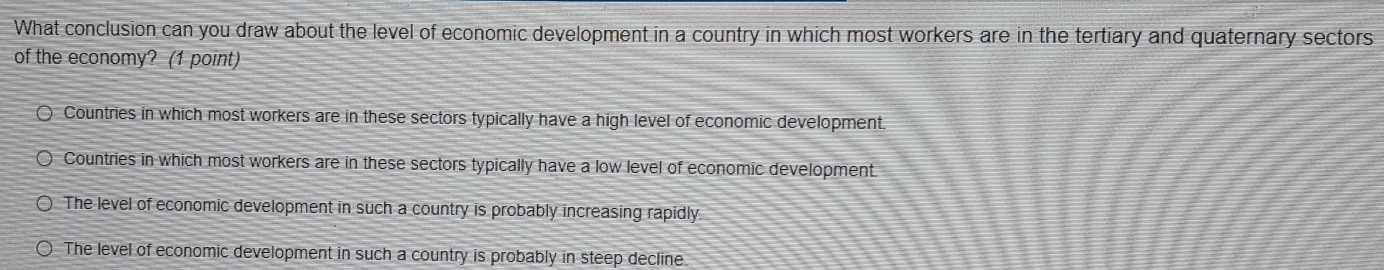 Solved: What conclusion can you draw about the level of economic ...