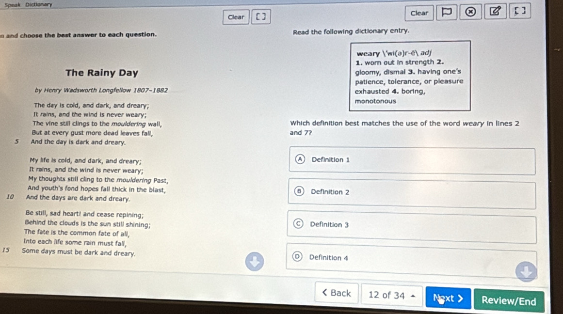Solved: Speak Dictionary Clear [] Clear [ ] n and choose the best ...