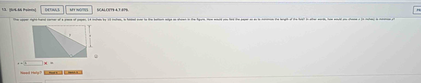 Solved: DETAILS MY NOTES SCALCET9 4.7.079. The upper right-hand corner ...