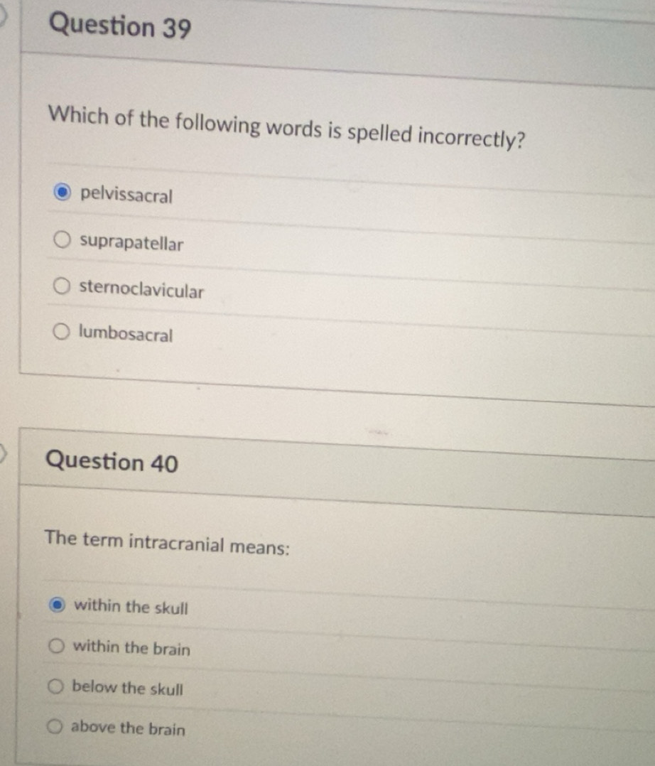 Solved: Which of the following words is spelled incorrectly ...