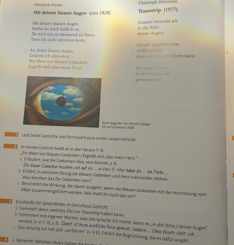 Gelöst:Heinrich Heine Christoph Derschau Mit deinen blauen Augen (um 1828) Traumtrip (1977) Mit d