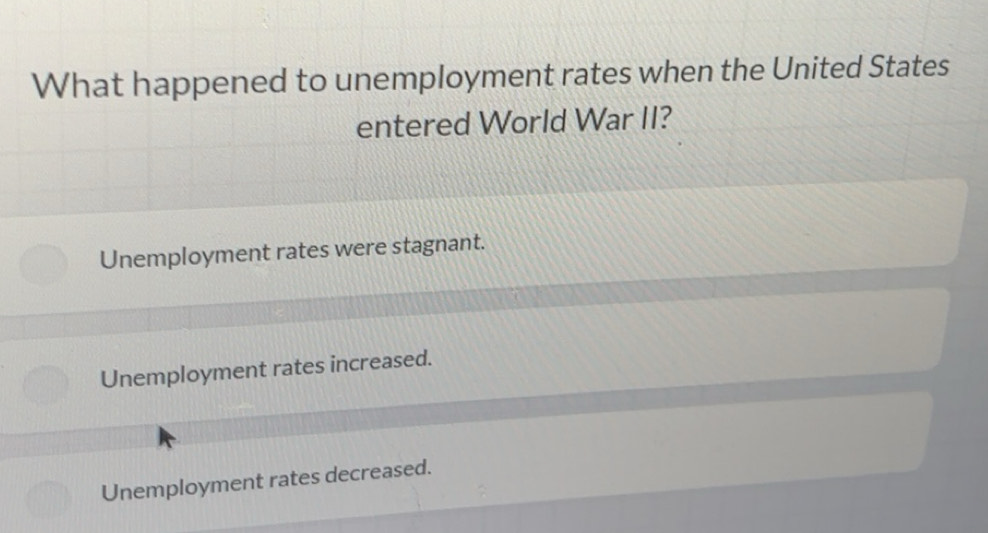 Solved: What happened to unemployment rates when the United States ...
