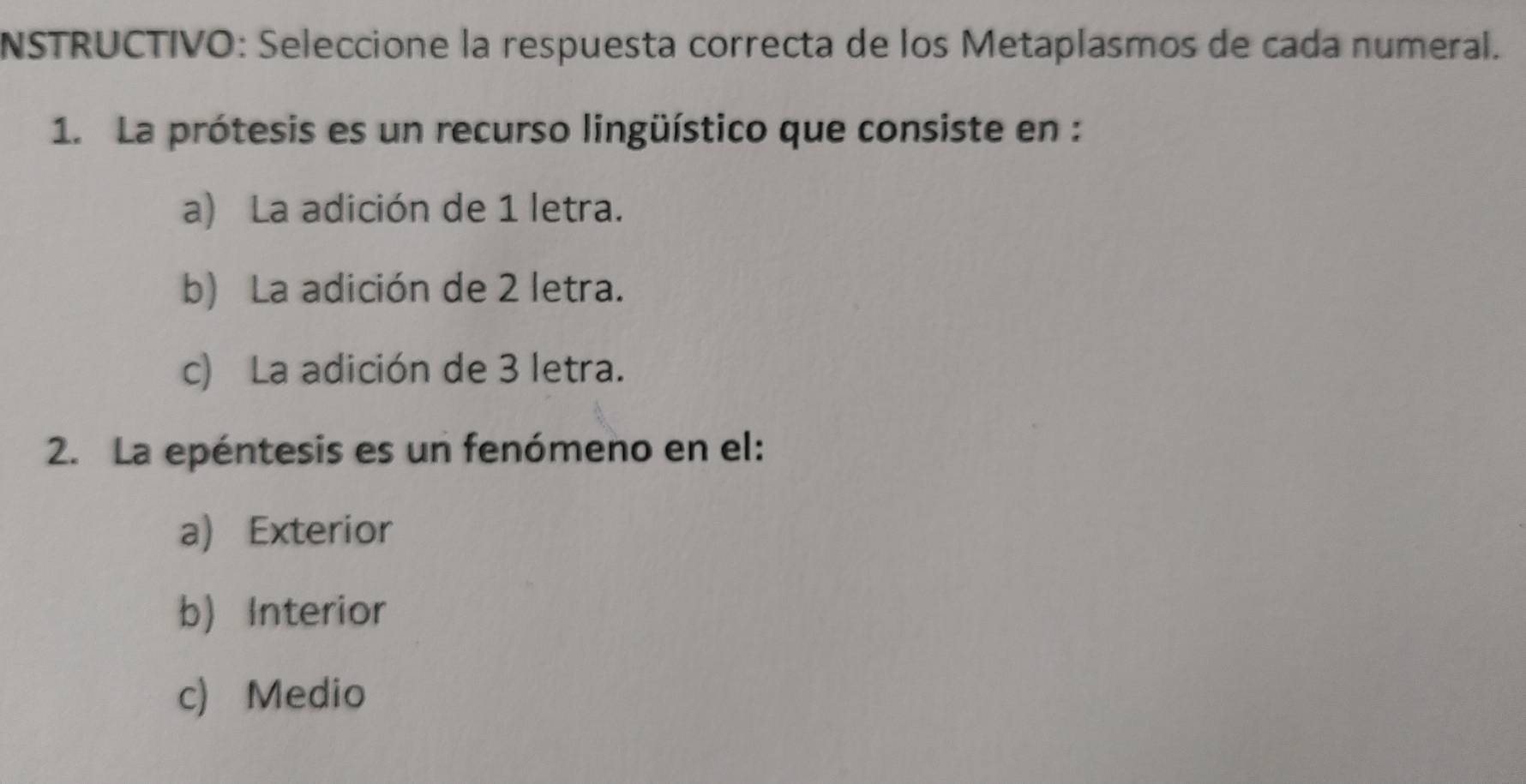 Resuelto:NSTRUCTIVO: Seleccione la respuesta correcta de los ...