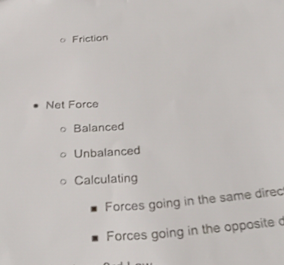 Solved: Friction Net Force Balanced Unbalanced Calculating Forces going ...