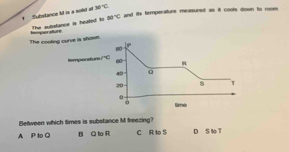 Solved: Substance M is a solid at 30°C. The substance is heated to 80°C ...