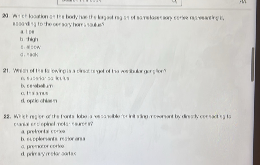 Solved: A 20. Which location on the body has the largest region of ...