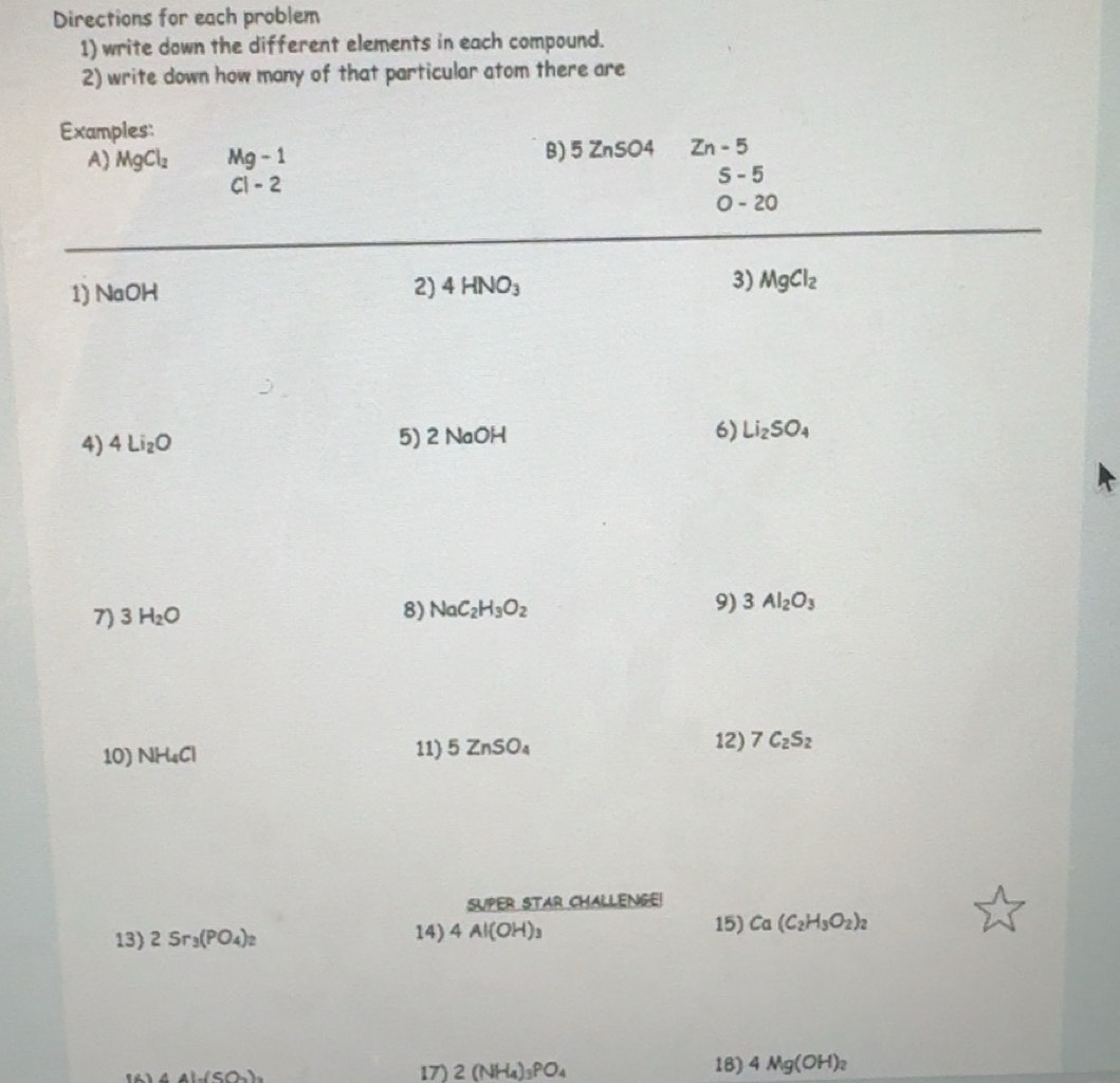 Solved: Directions for each problem 1) write down the different ...