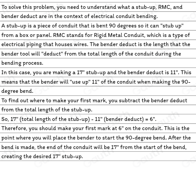 Solved: You are making a 17'' stub-up in 1'' RMC and the bender deduct ...