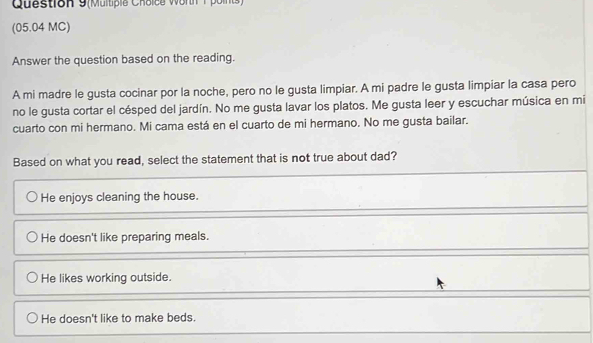 Solved: Question 9(Multiple Choice Worth T points) (05.04 MC) Answer the question based on the ...