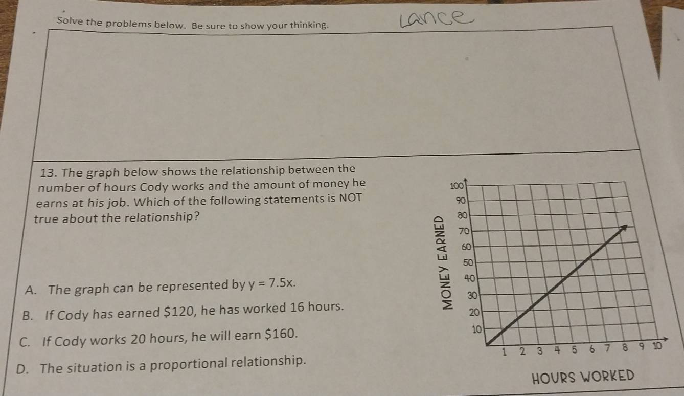 Solved: Solve the problems below. Be sure to show your thinking. 13 ...
