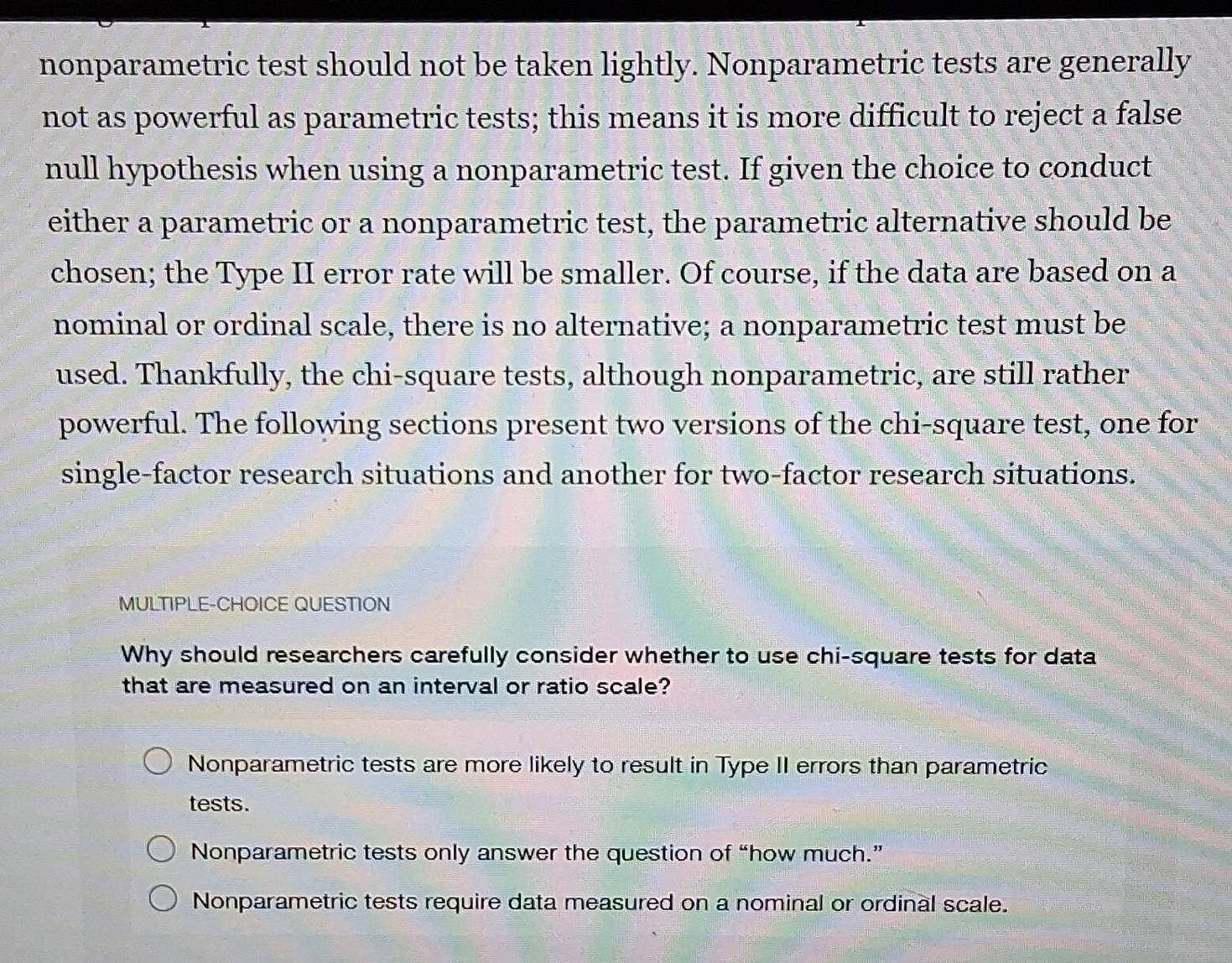 Solved: nonparametric test should not be taken lightly. Nonparametric ...