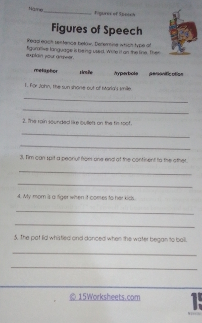 Solved: Name _Figures of Speech Figures of Speech Read each sentence ...