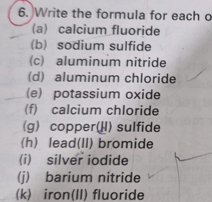 Solved: Write the formula for each o (a) calcium fluoride (b) sodium ...