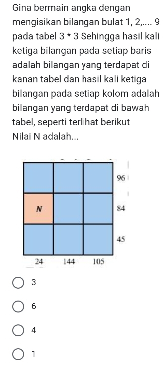 Telah dijawab:Gina bermain angka dengan mengisikan bilangan bulat 1, 2 ...