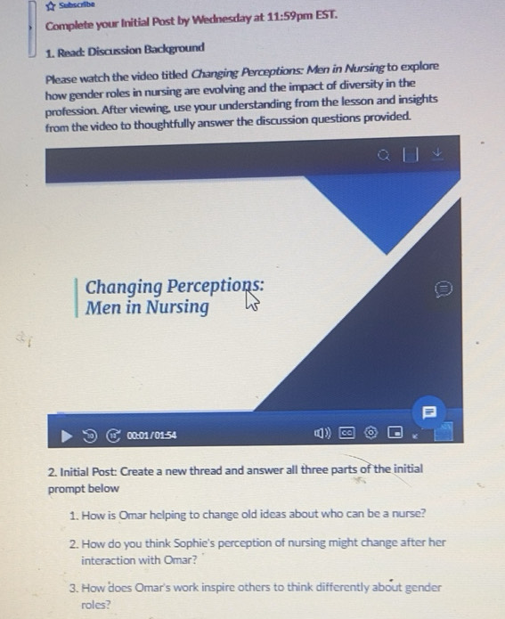 Solved: Subscribe Complete your Initial Post by Wednesday at 11:59 pm EST. 1. Read: Discussion B ...