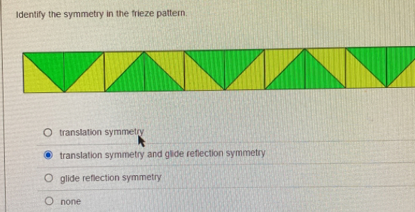 Solved: Identify the symmetry in the frieze pattern. translation ...