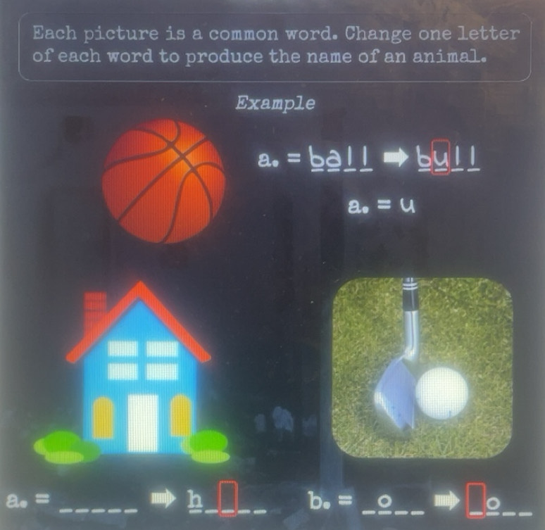 Solved: Each picture is a common word. Change one letter of each word ...