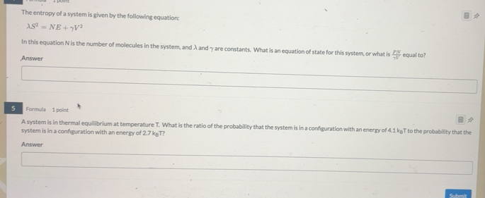 Solved: The entropy of a system is given by the following equation ...