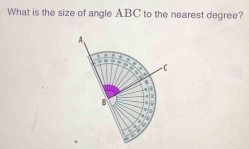 What is the size of angle ABC to the nearest degree? [Math]