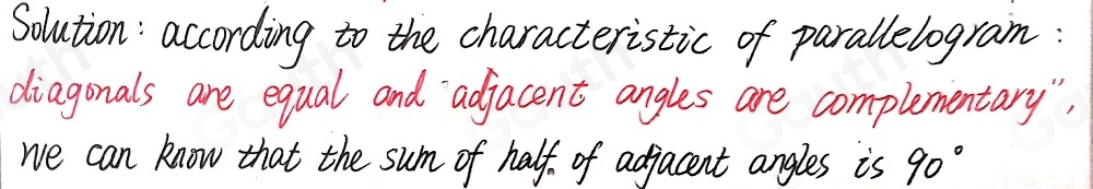 Solved: The bisectors of any two adjacent angles of a parallelogram ...