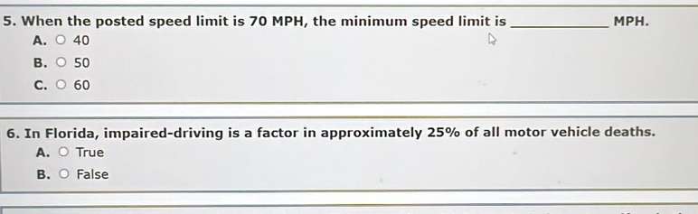 Solved: When the posted speed limit is 70 MPH, the minimum speed limit ...
