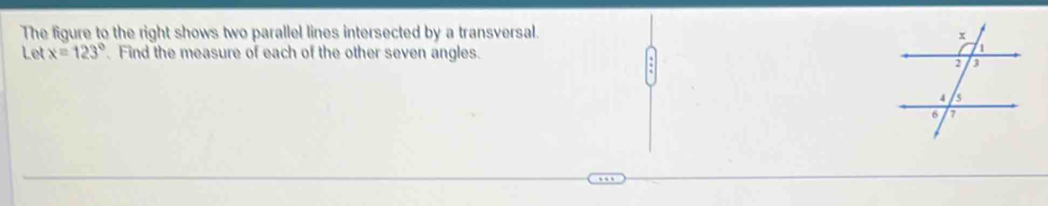 Solved: The figure to the right shows two parallel lines intersected by ...