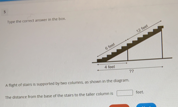 Solved: Type the correct answer in the box. A flight of stairs is supported by two columns, as ...
