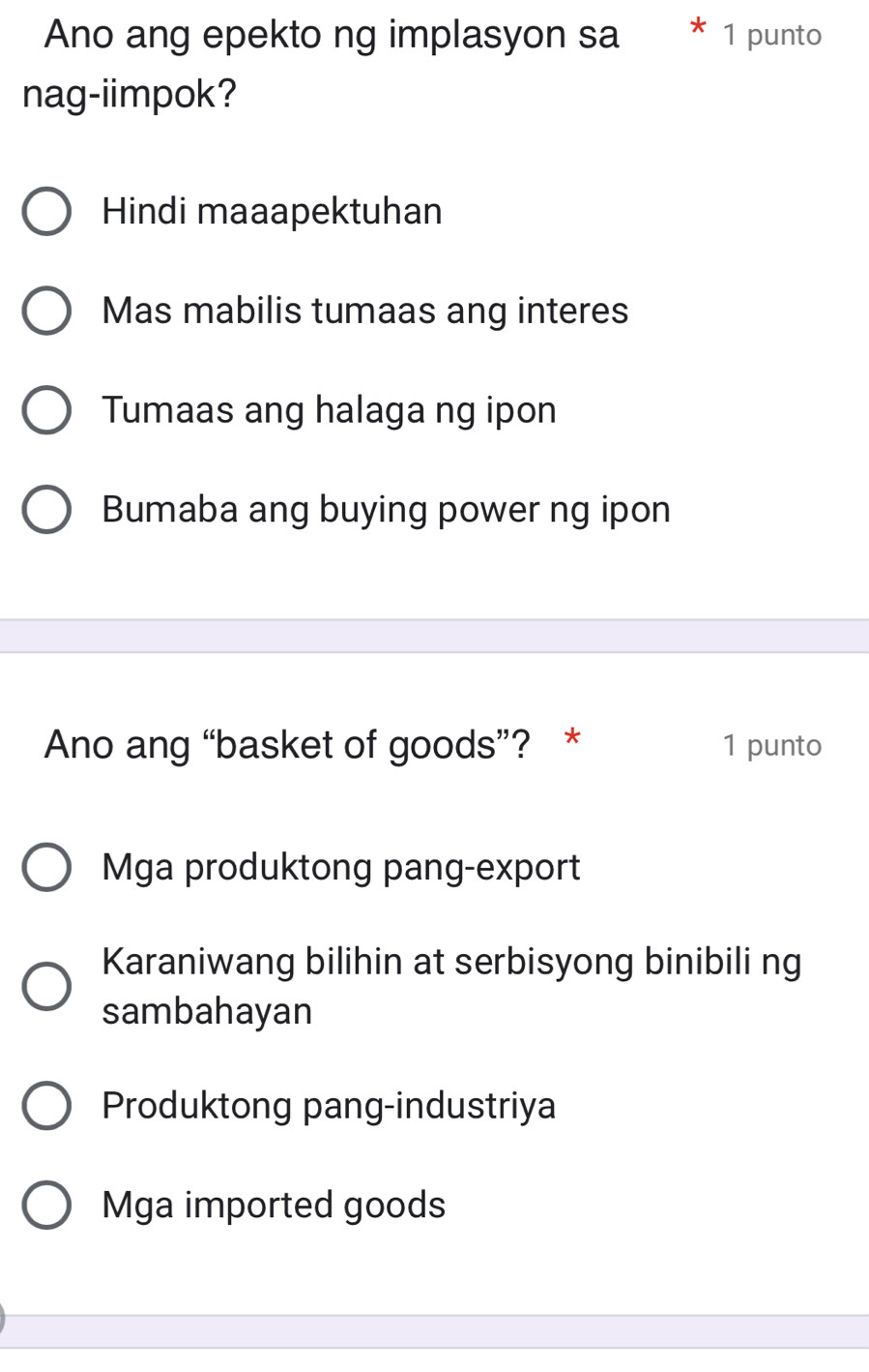 Solved: Ano ang epekto ng implasyon sa * 1 punto nag-iimpok? Hindi ...