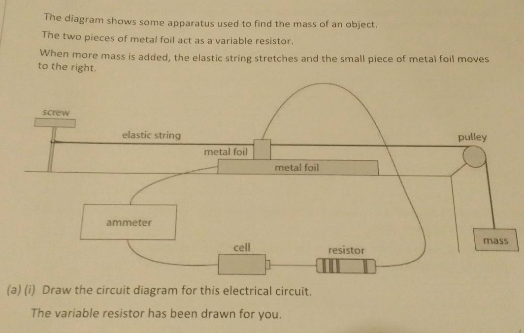 Solved: The diagram shows some apparatus used to find the mass of an ...