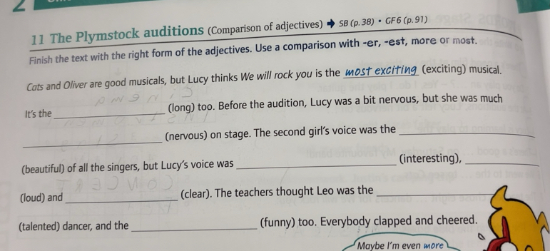 Gelöst:The Plymstock auditions (Comparison of adjectives) SB(p.38)· GF6 ...
