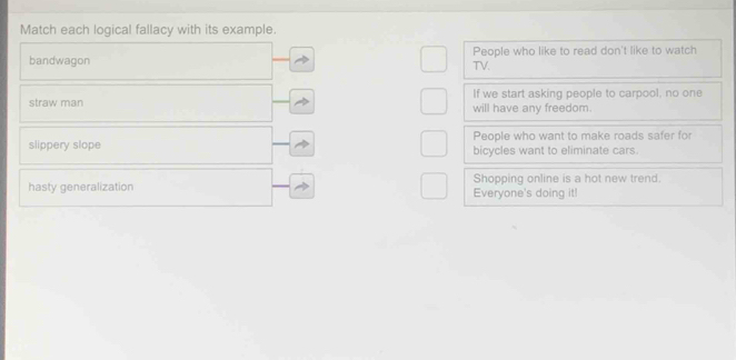 Solved: Match each logical fallacy with its example bandwagon TV ...