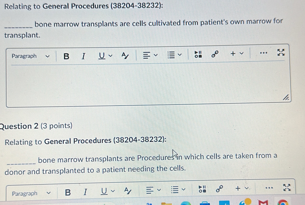 Solved: Relating to General Procedures (38204-38232): _bone marrow ...