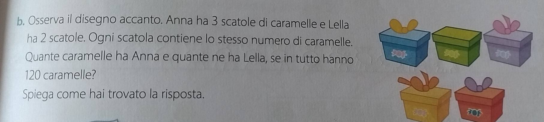 Risolto:Osserva il disegno accanto. Anna ha 3 scatole di caramelle e ...