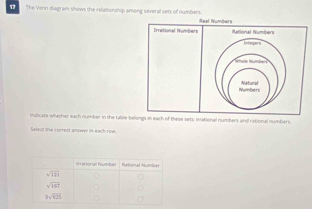 Solved: The Venn diagram shows the relationship among several sets of ...
