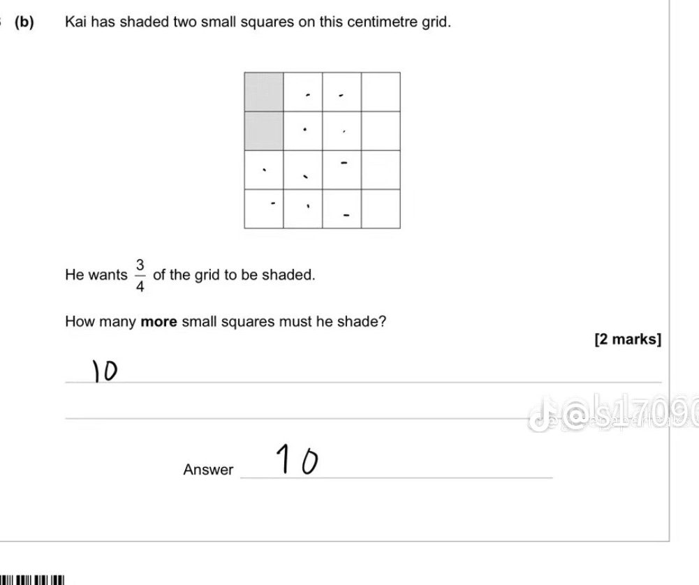 Solved: Kai has shaded two small squares on this centimetre grid. He ...