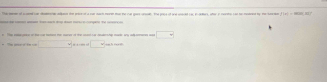 Solved: The oweer of a oavel car deas ship alljusts the price of a car ...
