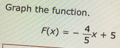 Solved: Graph the function. F(x)=- 4/5 x+5 [Math]