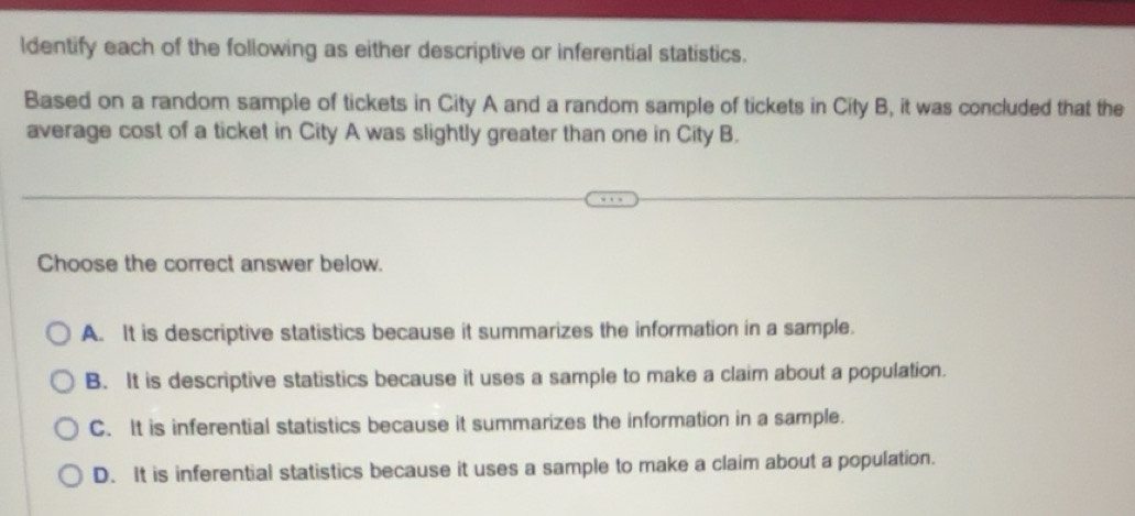 Solved: ldentify each of the following as either descriptive or ...