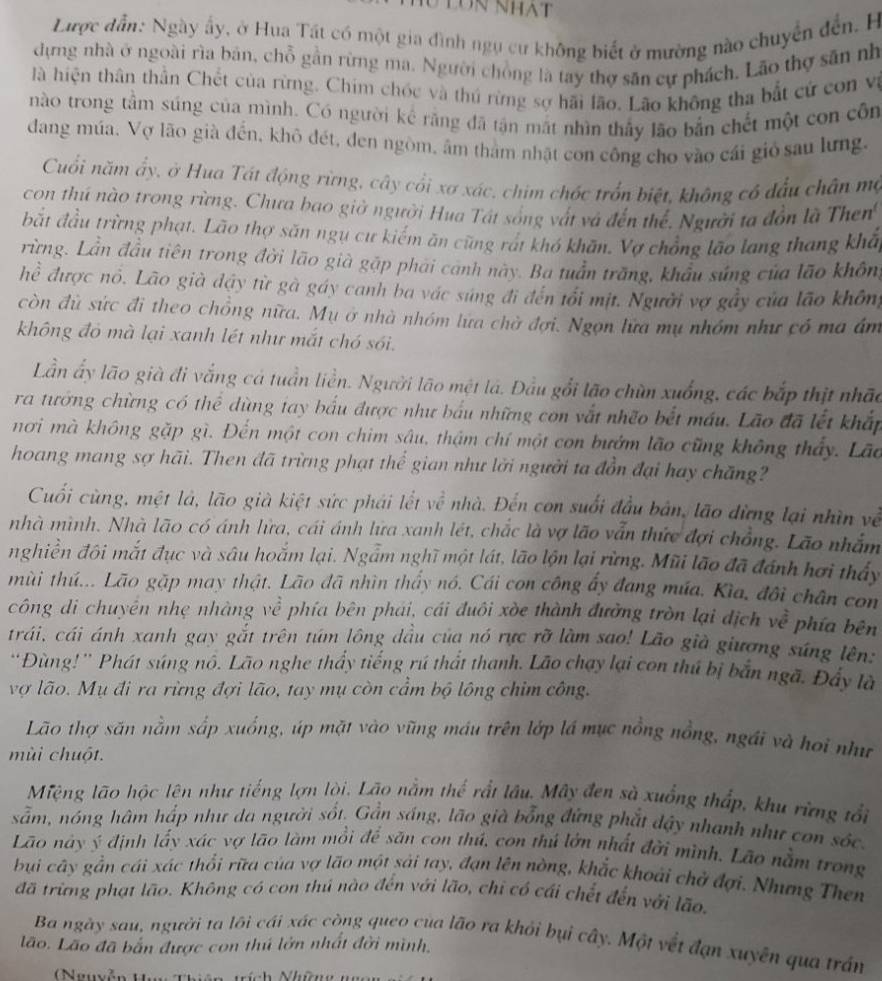 Giải quyết:on nhat Lược đẫn: Ngày ấy, ở Hua Tất có một gia đình ngụ cư ...