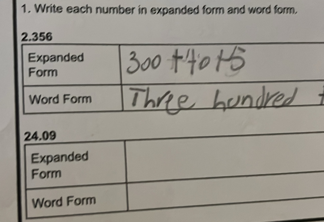 Solved: Write each number in expanded form and word form. 2. 356 [Others]
