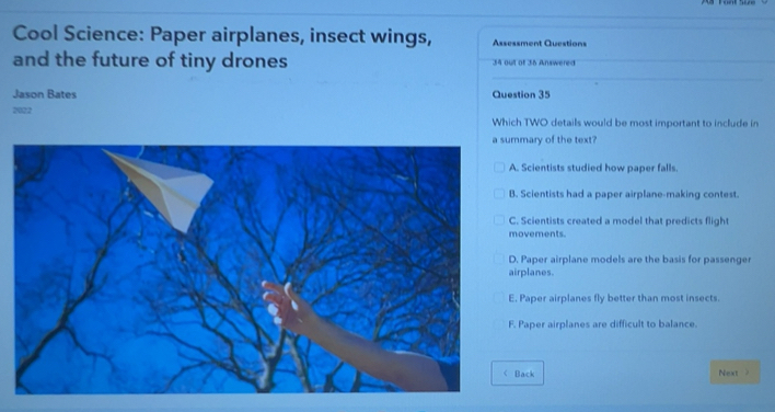 Solved: Cool Science: Paper airplanes, insect wings, Assessment ...